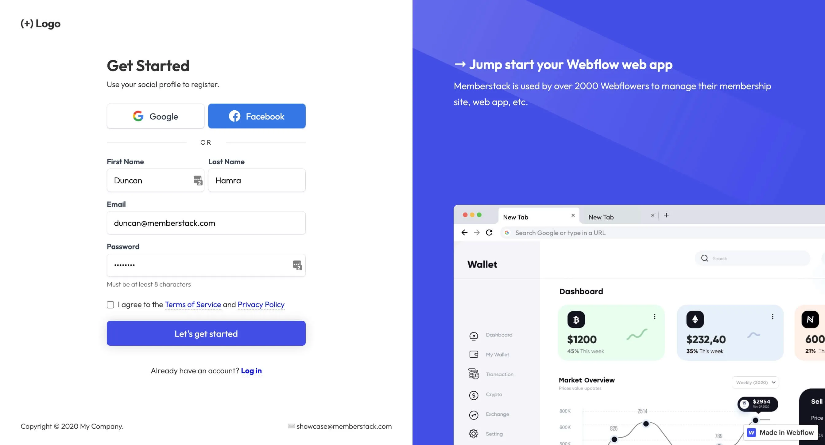 Signup With Password | Free Webflow Component